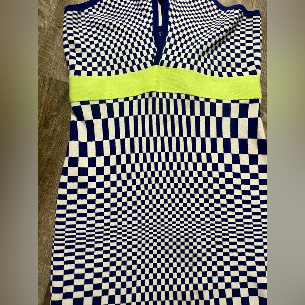 Bandage Luxury Mini Dress With Checker Print Soft Mat… - Gem